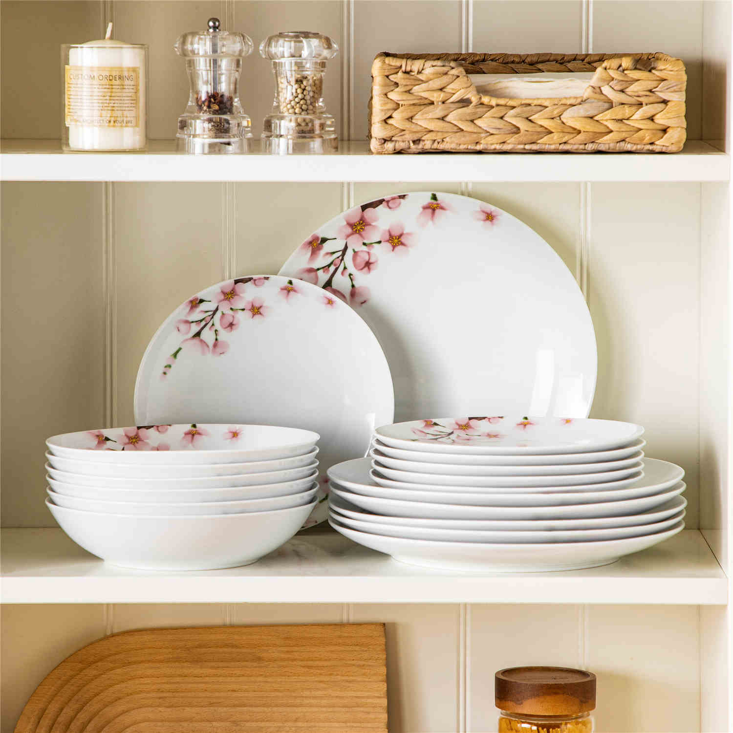 Elegant Pink Floral Porcelain Dinnerware Sets | Annie