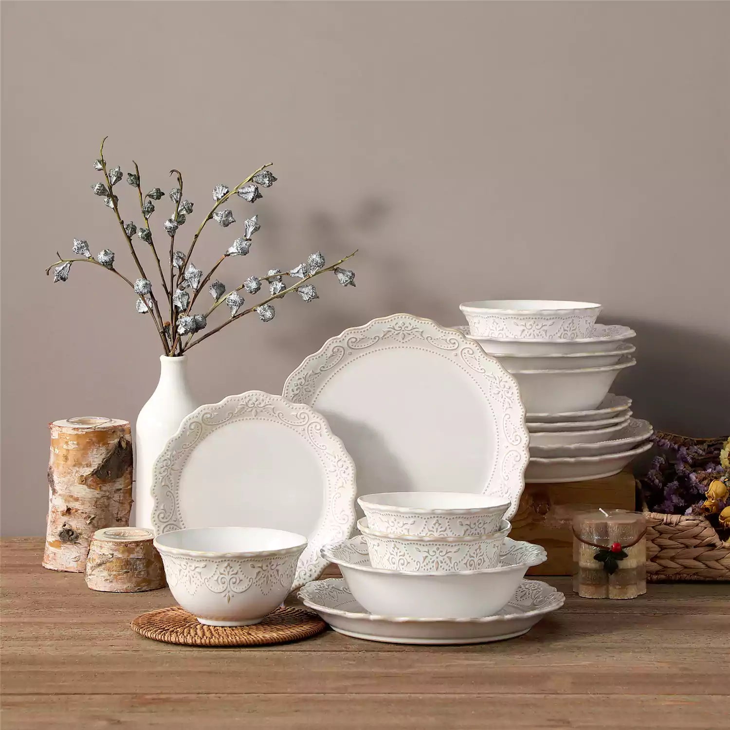Rustic Stoneware Dinnerware Sets with a Solid Feel