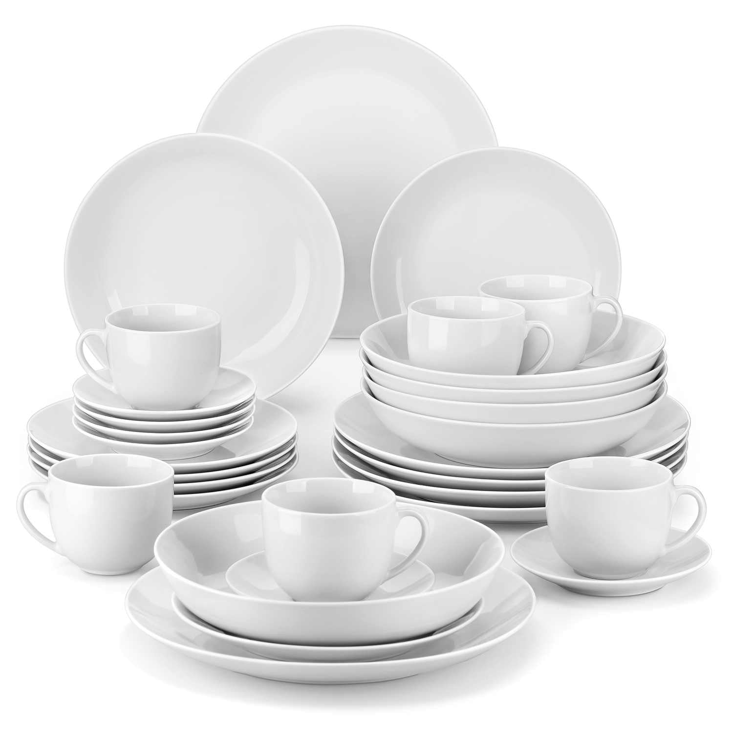 30-Piece Porcelain Dinnerware Set | Restaurant Quality | Scratch Resistant