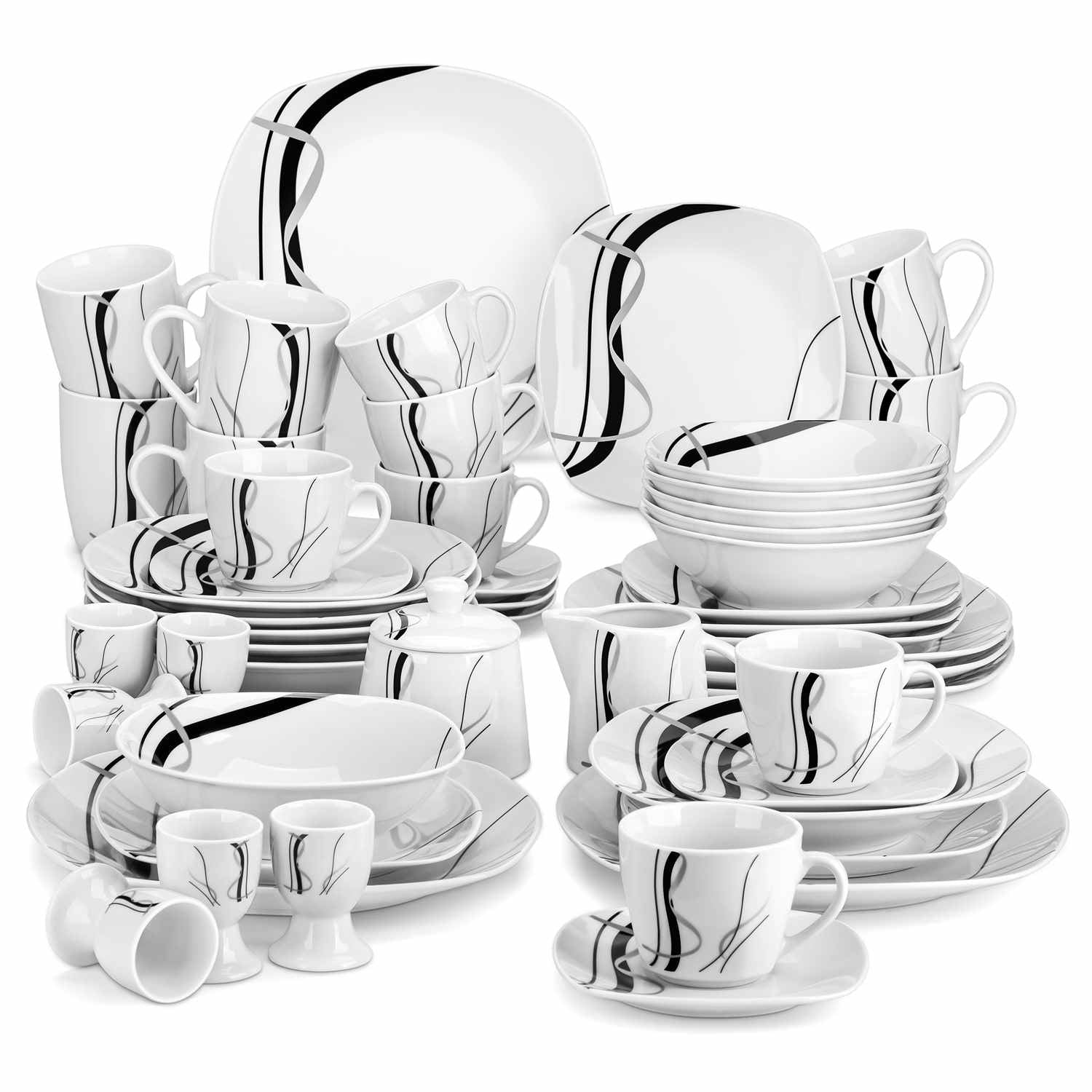 Fiona 50-Piece Porcelain Dinnerware Set | Complete Stylish Tableware