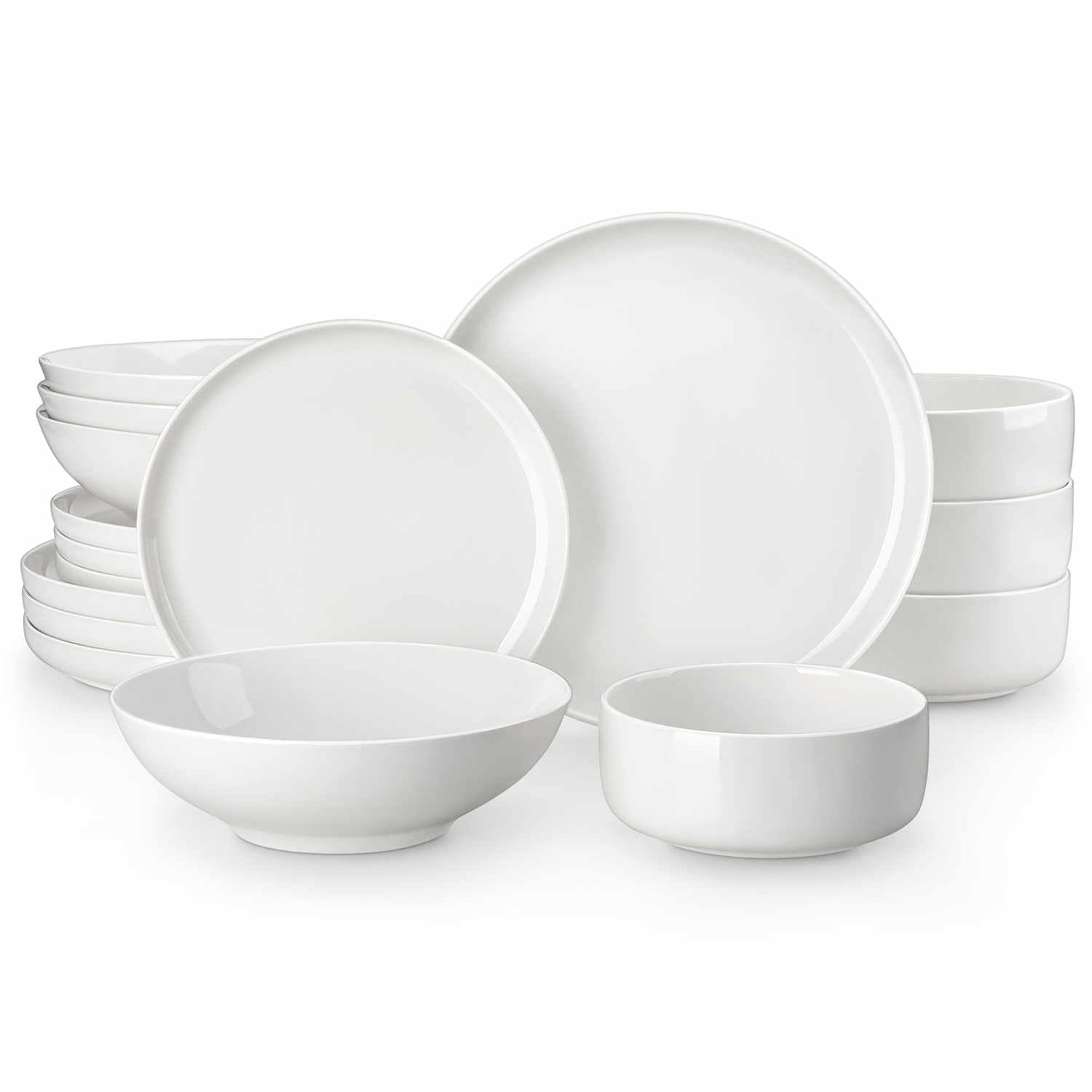 Luna 16-Piece Porcelain Dinnerware Set | Modern Lipped Rim