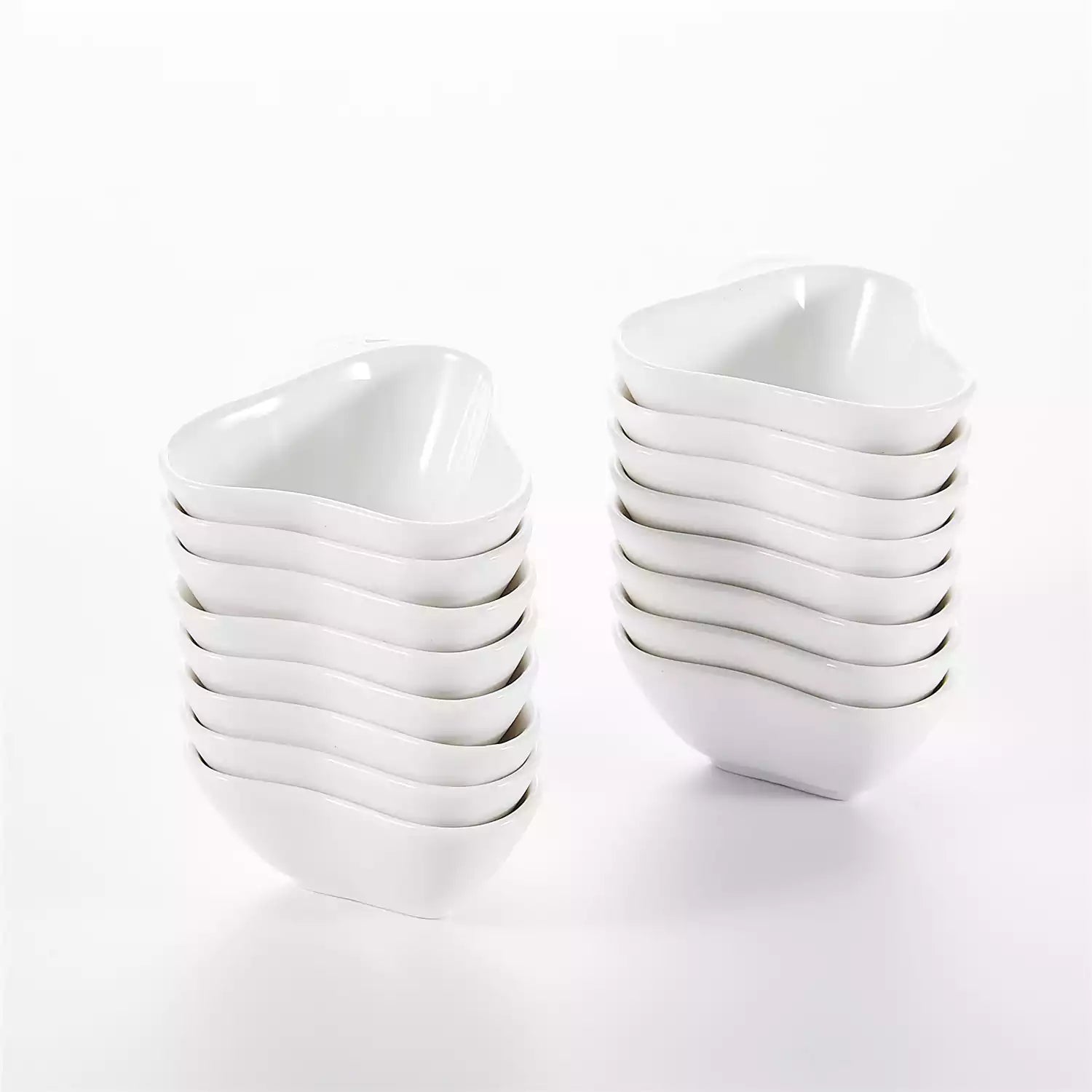 Wavy Triangle Dipping Bowls Set of 16, 1oz Porcelain – Ivory White for ...