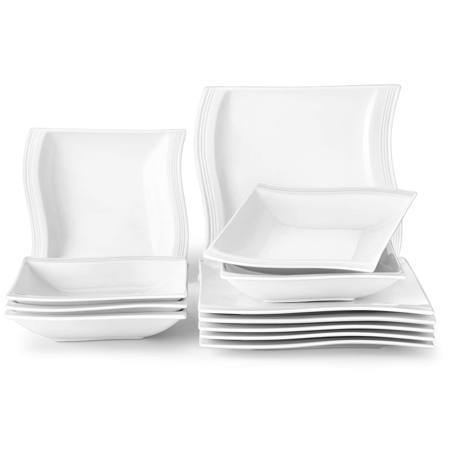 Flora 12-Piece Dinnerware Set – Ivory White | Modern Dining Set for 4