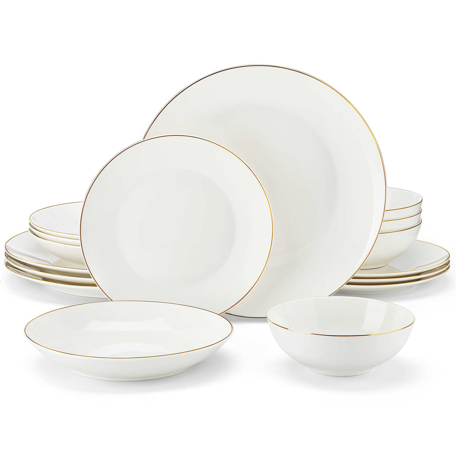 MALACASA Jera 16 Piece Bone China Dinnerware Set | Chic and Luxurious